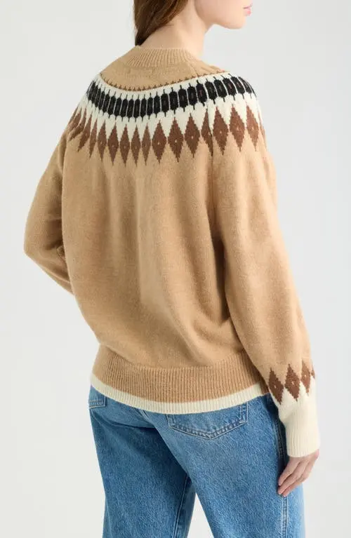 Deluc Fair Isle Raglan Sweater - Multicolor Ecru
