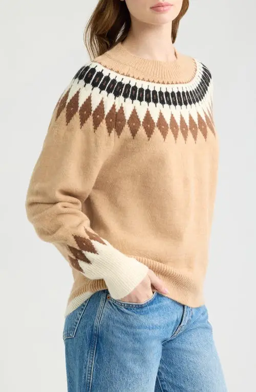 Deluc Fair Isle Raglan Sweater - Multicolor Ecru