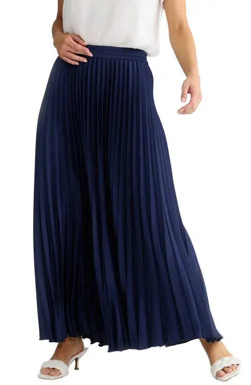 BRAVE+TRUE Pleated Maxi Skirt - Navy