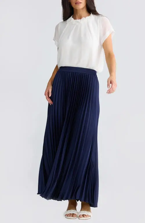 BRAVE+TRUE Pleated Maxi Skirt - Navy