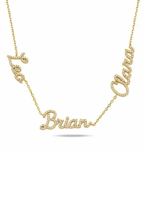 THE SIS KISS Crystal Script Personalized Necklace - Gold