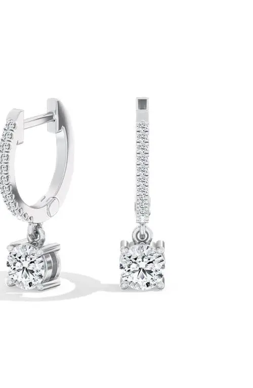 EVERLEE Round Lab Diamond Drop Hoop Earrings In 14k Gold - White Gold