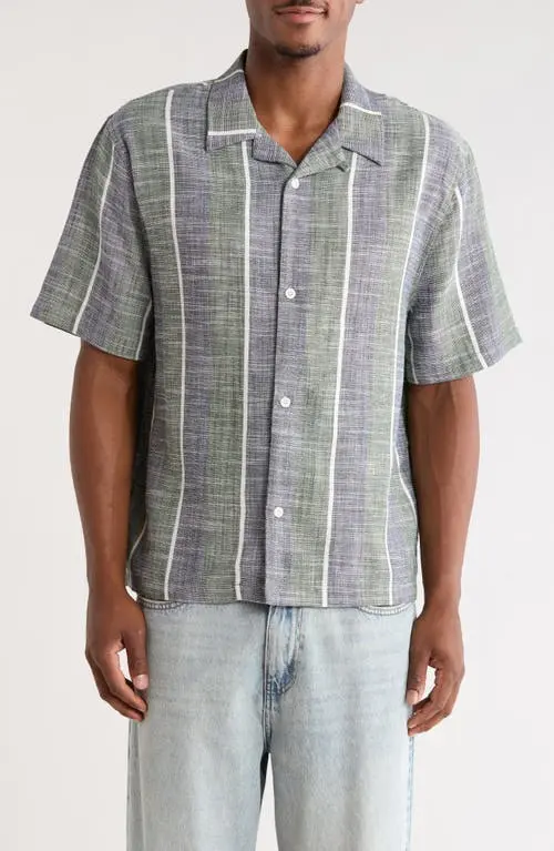 PACSUN Sunset Cotton Slub Camp Shirt - Green