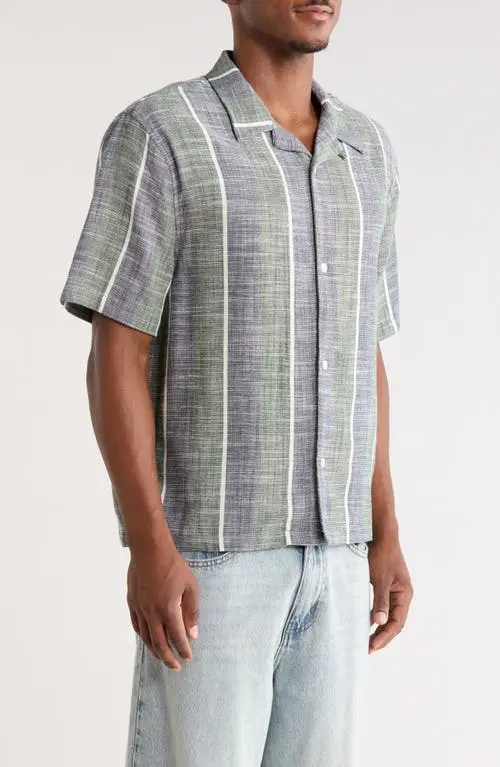 PACSUN Sunset Cotton Slub Camp Shirt - Green