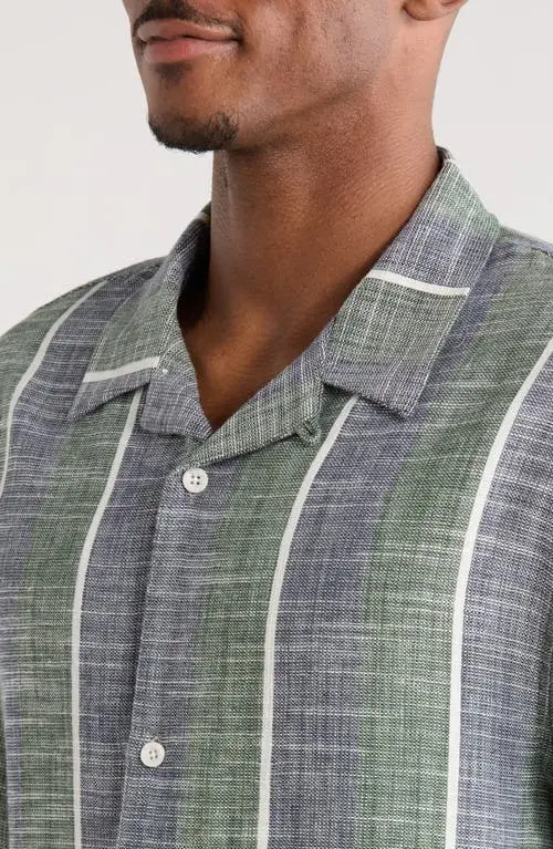 PACSUN Sunset Cotton Slub Camp Shirt - Green
