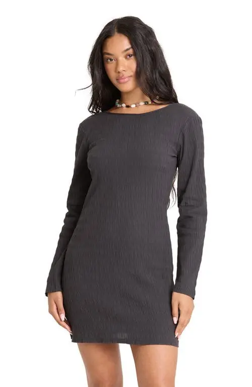 BILLABONG Long Sleeve Textured Mini Dress