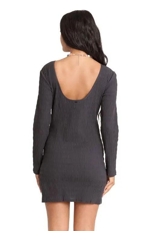 BILLABONG Long Sleeve Textured Mini Dress