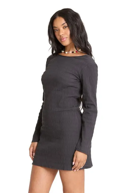 BILLABONG Long Sleeve Textured Mini Dress