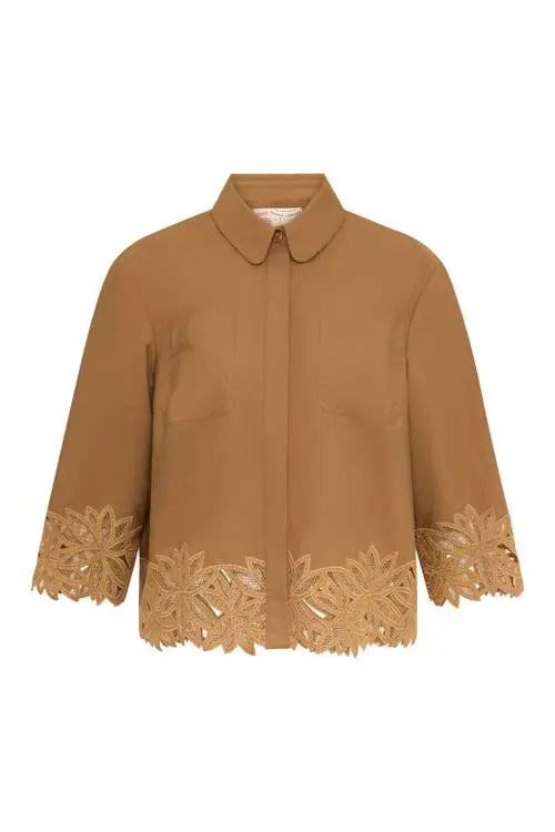 MAISON COMMON Embroidered Cotton Blouse With Patch Pockets