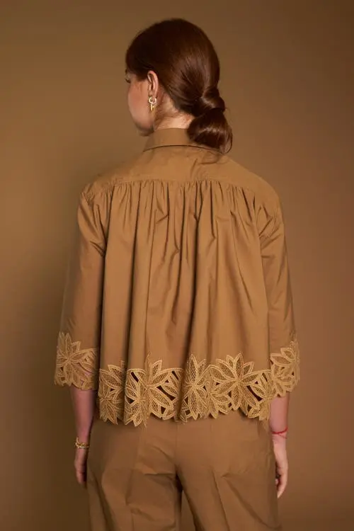 MAISON COMMON Embroidered Cotton Blouse With Patch Pockets