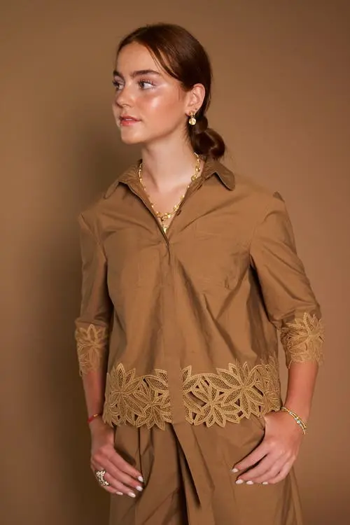 MAISON COMMON Embroidered Cotton Blouse With Patch Pockets