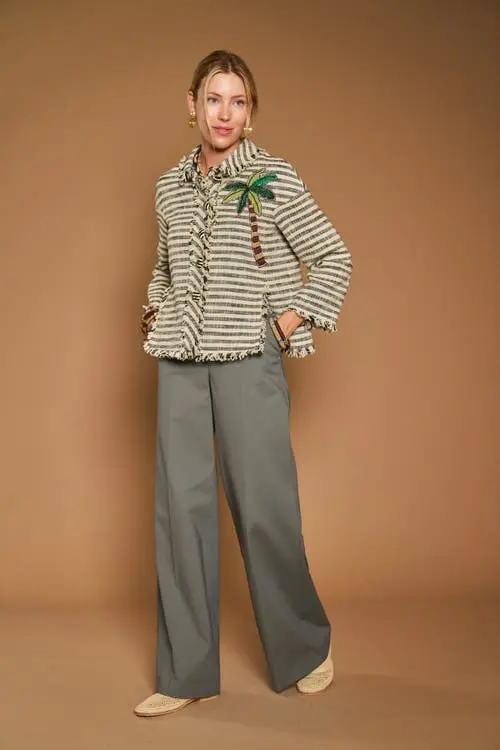 MAISON COMMON Cotton Stretch Wide Leg Trousers
