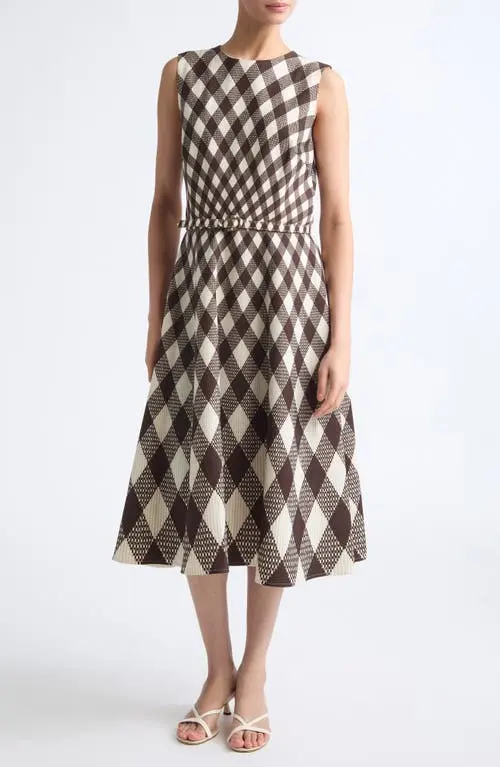 Oscar De La Renta Argyle Dégradé Stretch Wool Dress - Brown/ivory