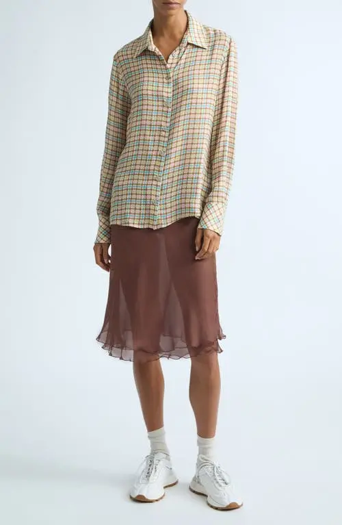 SIEDRES Lottie Check Crepe Button-up Shirt