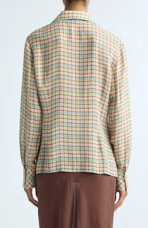 SIEDRES Lottie Check Crepe Button-up Shirt