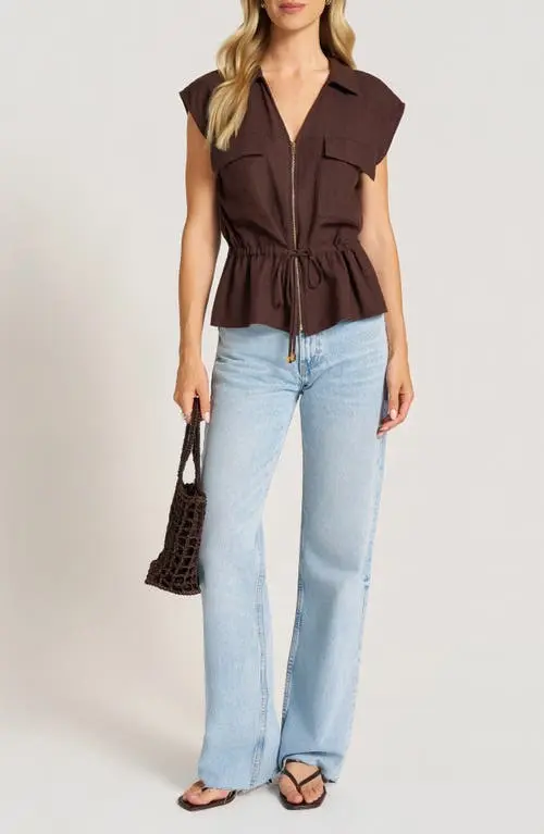Matty M. Marani Utility Top With Zip Closure And Drawstring Waist