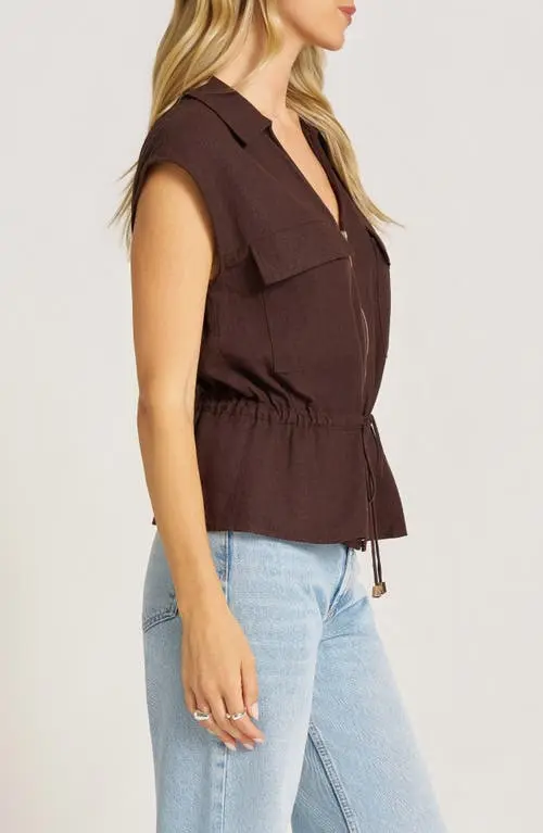 Matty M. Marani Utility Top With Zip Closure And Drawstring Waist
