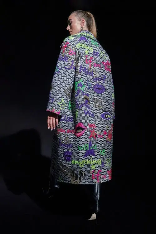 MAISON COMMON Long Tweed Jacquard Coat