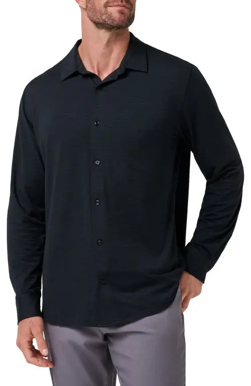 Travis Mathew The Heather Knit Button-up Shirt - Black