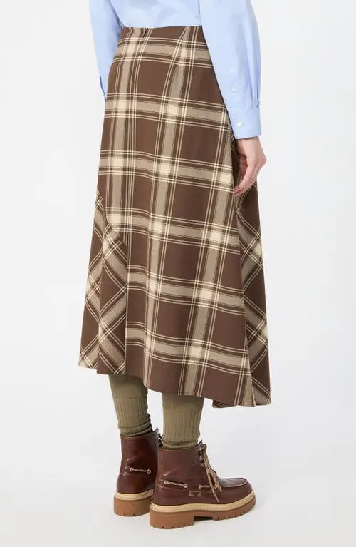Max Mara Plaid Wool Blend Midi Skirt
