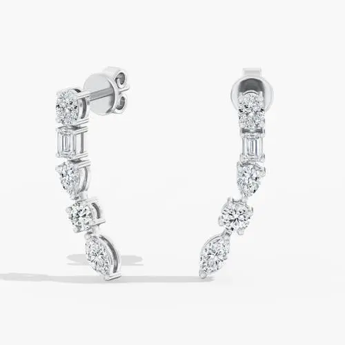 EVERLEE Multi-shape Lab-grown Diamond Ear Climbers In 14k - White Gold
