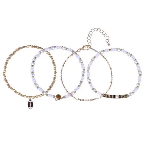 HALLMARK Game Day 4-piece Football Bracelet Set
