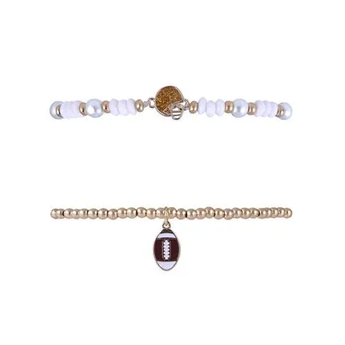 HALLMARK Game Day 4-piece Football Bracelet Set