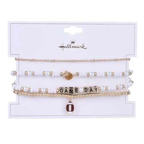 HALLMARK Game Day 4-piece Football Bracelet Set