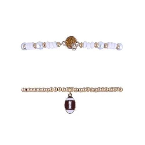 HALLMARK Game Day 4-piece Football Bracelet Set