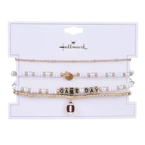 HALLMARK Game Day 4-piece Football Bracelet Set
