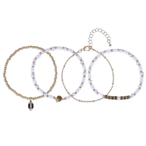 HALLMARK Game Day 4-piece Football Bracelet Set - Brown