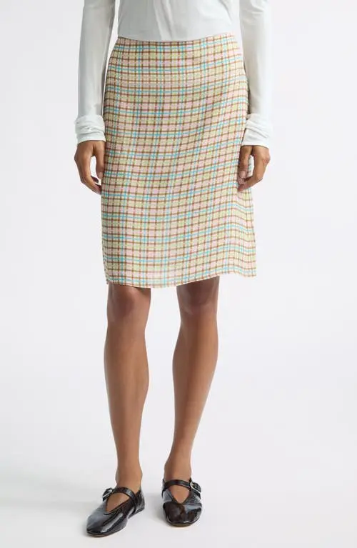 SIEDRES Colette Check Crepe Skirt - Pink Multi