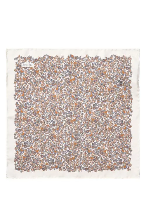 Eton Floral Silk Twill Pocket Square - Medium Orange