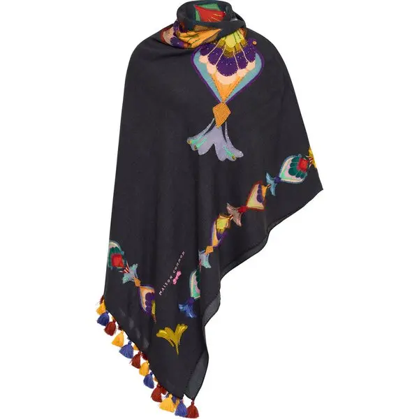 MAISON COMMON Hand Embroidered Scarf With Tassels