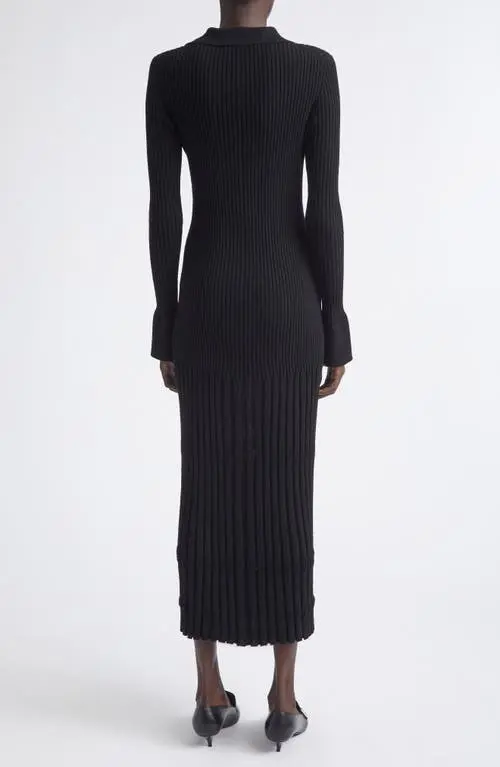 Proenza Schouler Rosario Point Collar Ribbed Midi Dress