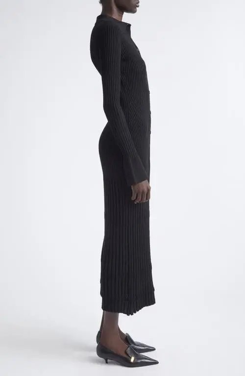 Proenza Schouler Rosario Point Collar Ribbed Midi Dress