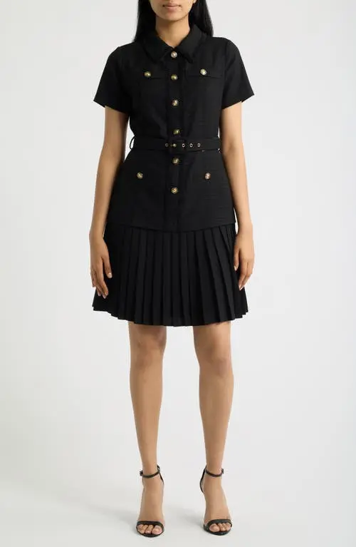 Tahari Mixed Media Shirtdress
