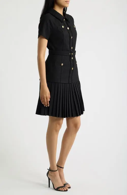 Tahari Mixed Media Shirtdress