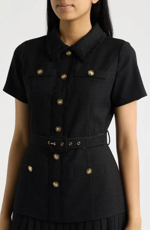 Tahari Mixed Media Shirtdress