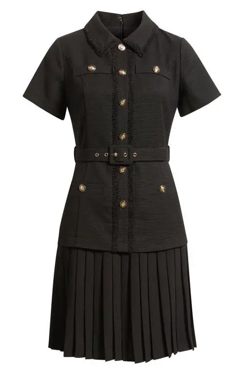 Tahari Mixed Media Shirtdress