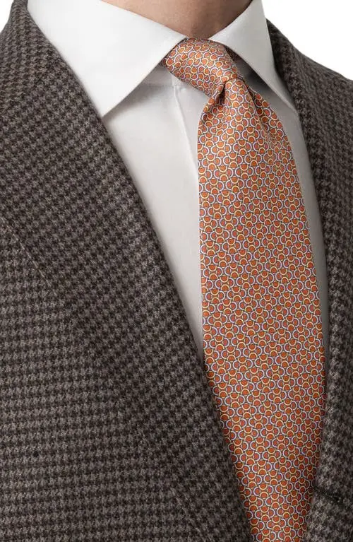 Eton Printed Silk Neck Tie - Medium Orange