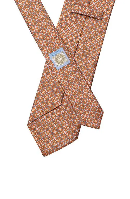 Eton Printed Silk Neck Tie - Medium Orange