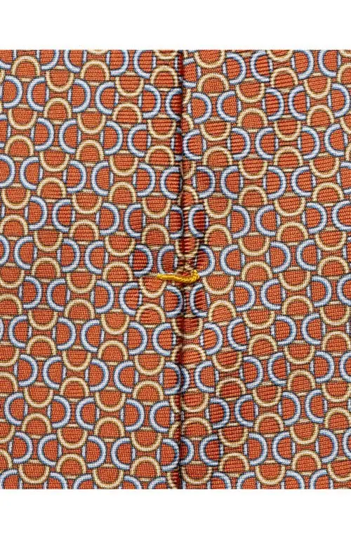 Eton Printed Silk Neck Tie - Medium Orange