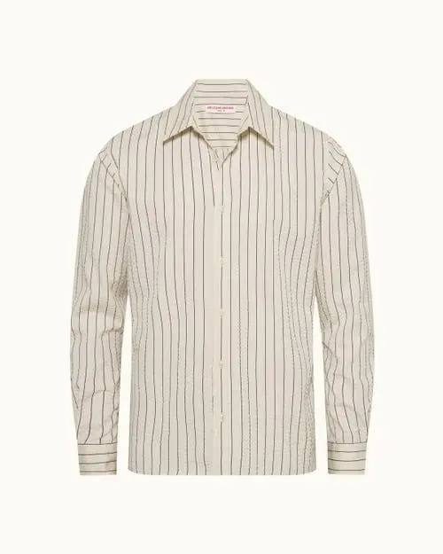 Orlebar Brown Justin Seersucker Cotton Stripe Shirt