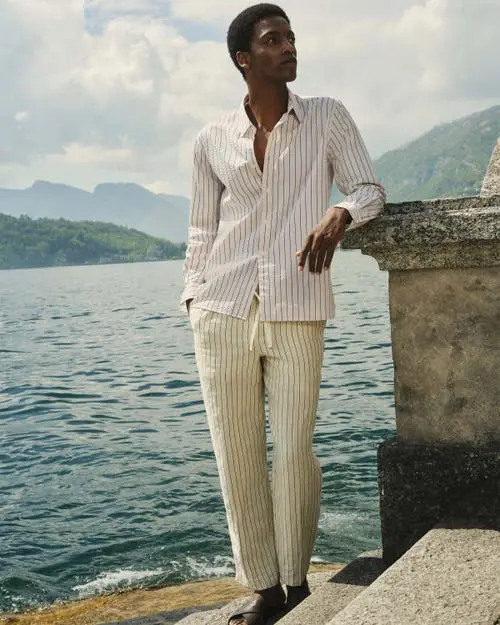 Orlebar Brown Justin Seersucker Cotton Stripe Shirt