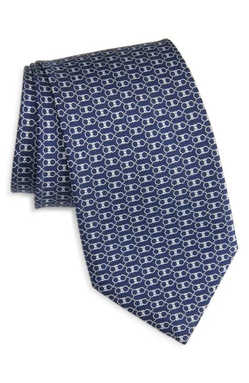 FERRAGAMO Zoe Gancini Print Silk Tie