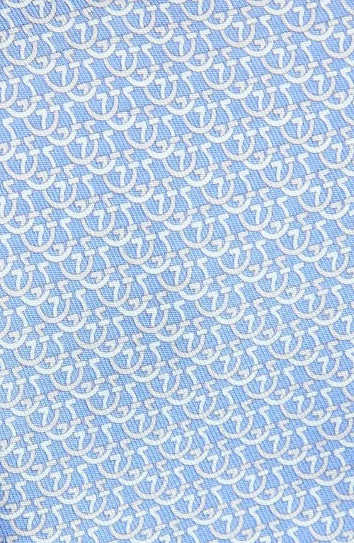 FERRAGAMO Cerchio Gancini Print Silk Neck Tie - Azzurro
