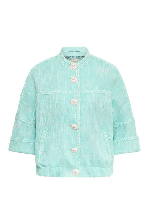 MAISON COMMON Casual Tweed Jacket With Trimming Italian Two-tone
