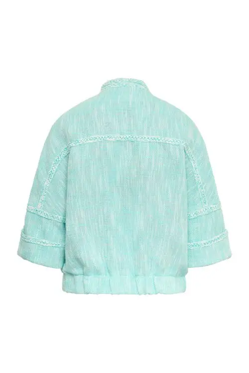 MAISON COMMON Casual Tweed Jacket With Trimming Italian Two-tone