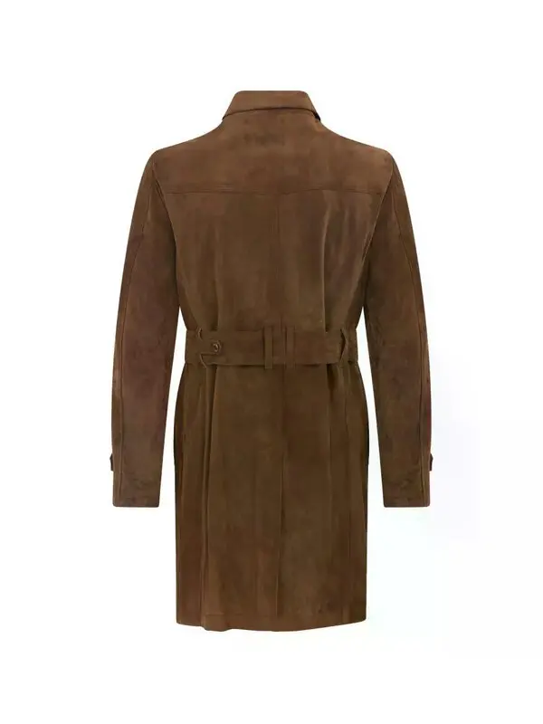 MOORER Vitruvio Double-breasted Belted Leather Trench Coat